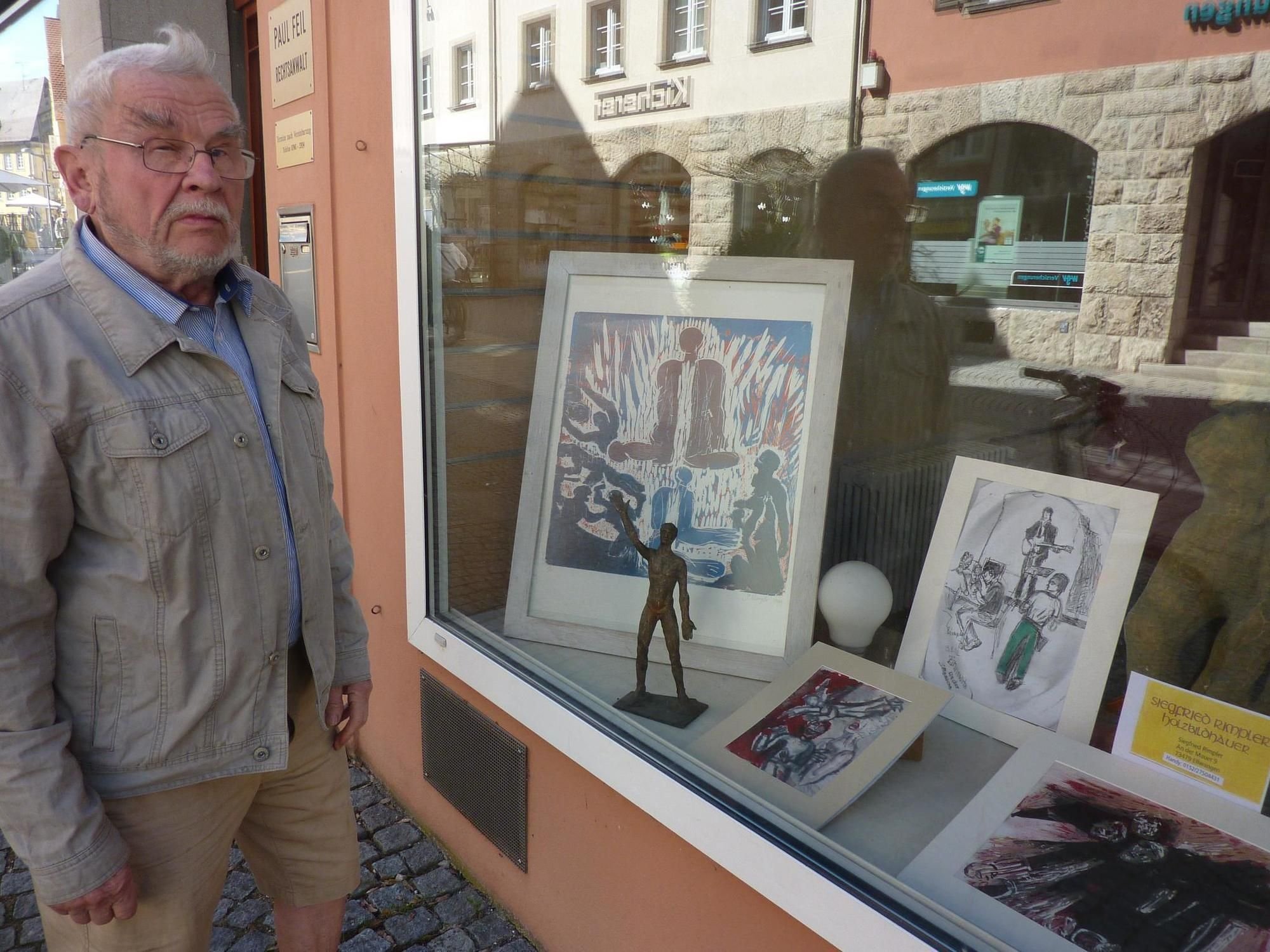 Siegfried Rimpler zeigt seine Kunst im Schaufenster