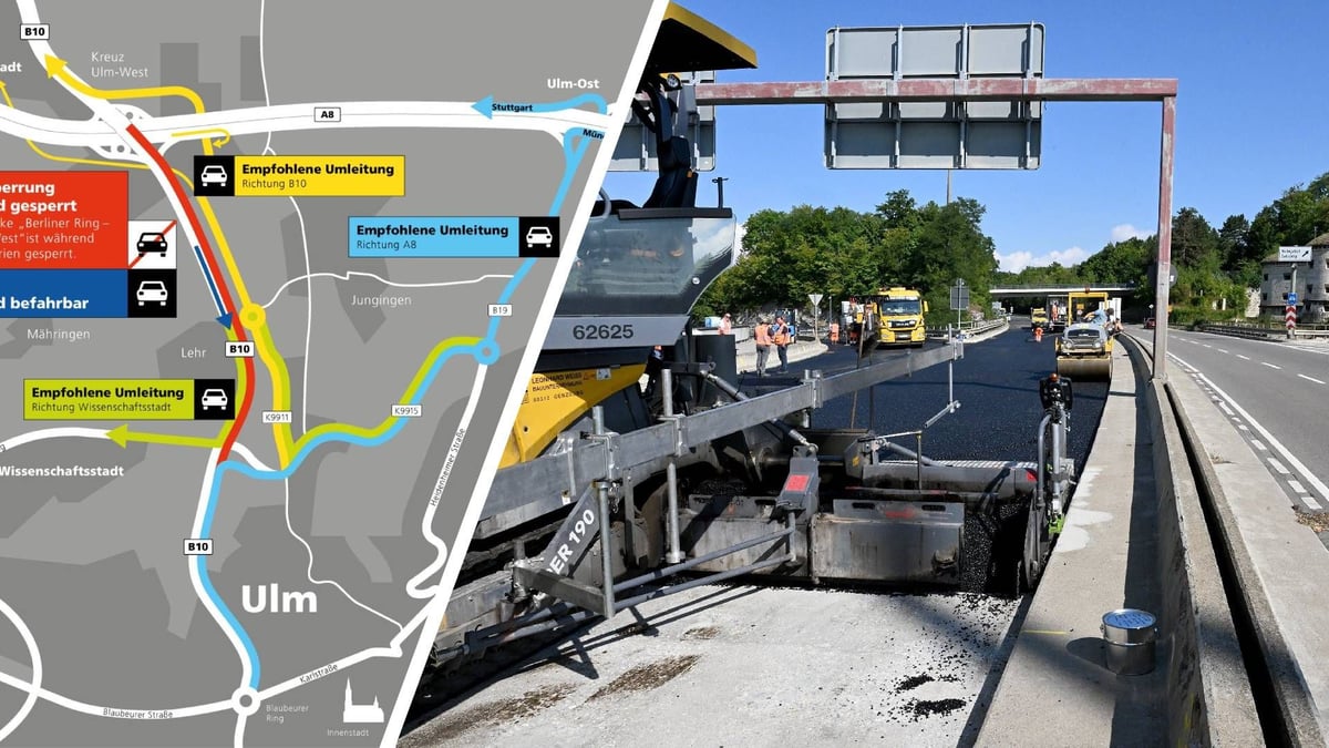 Ulm B10 wird gesperrt Baustelle Pfingstferien 2023 Umleitung