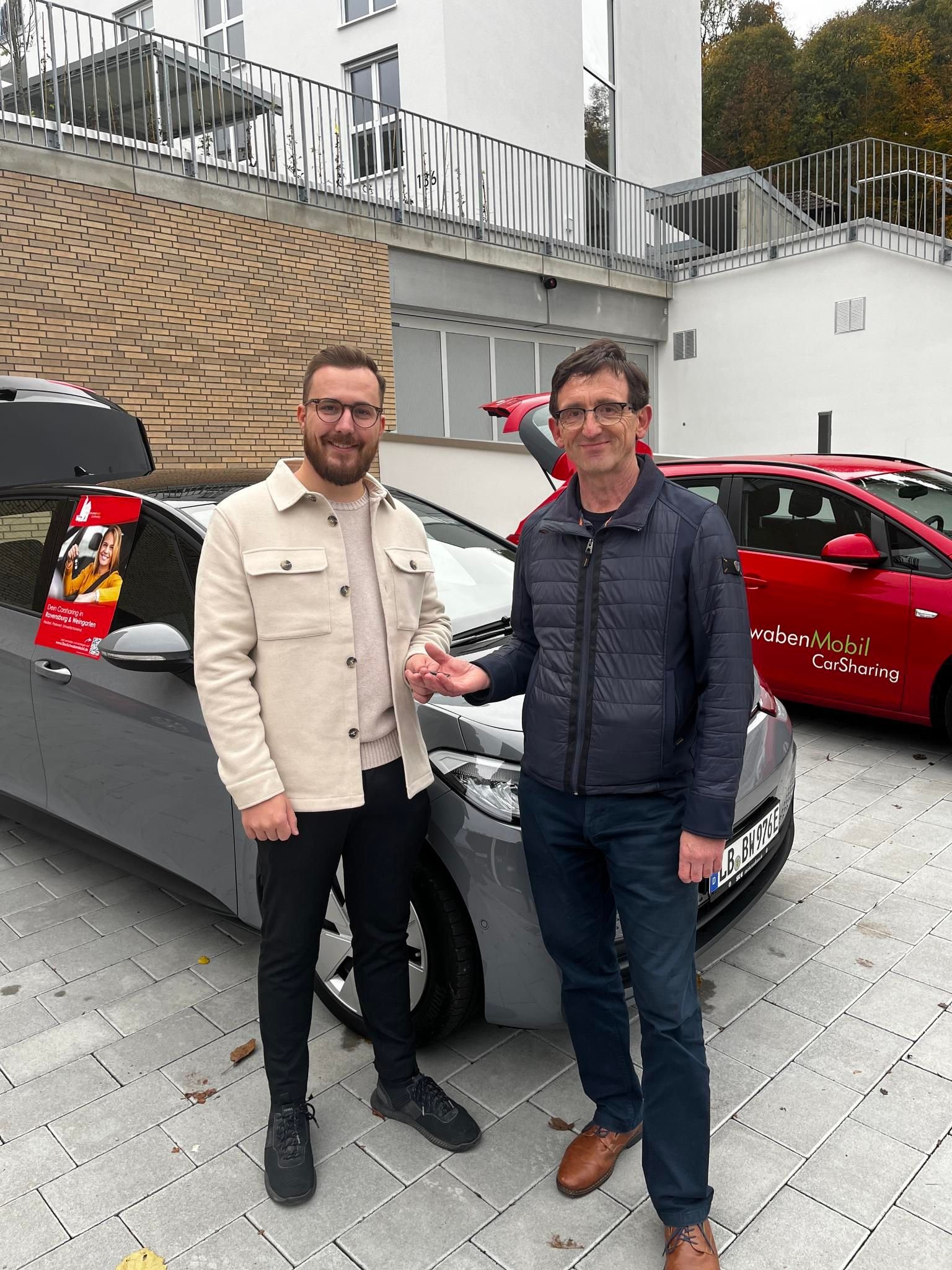 Drei Carsharing Plätze an der Stadttor Wohnanlage in Ravensburg