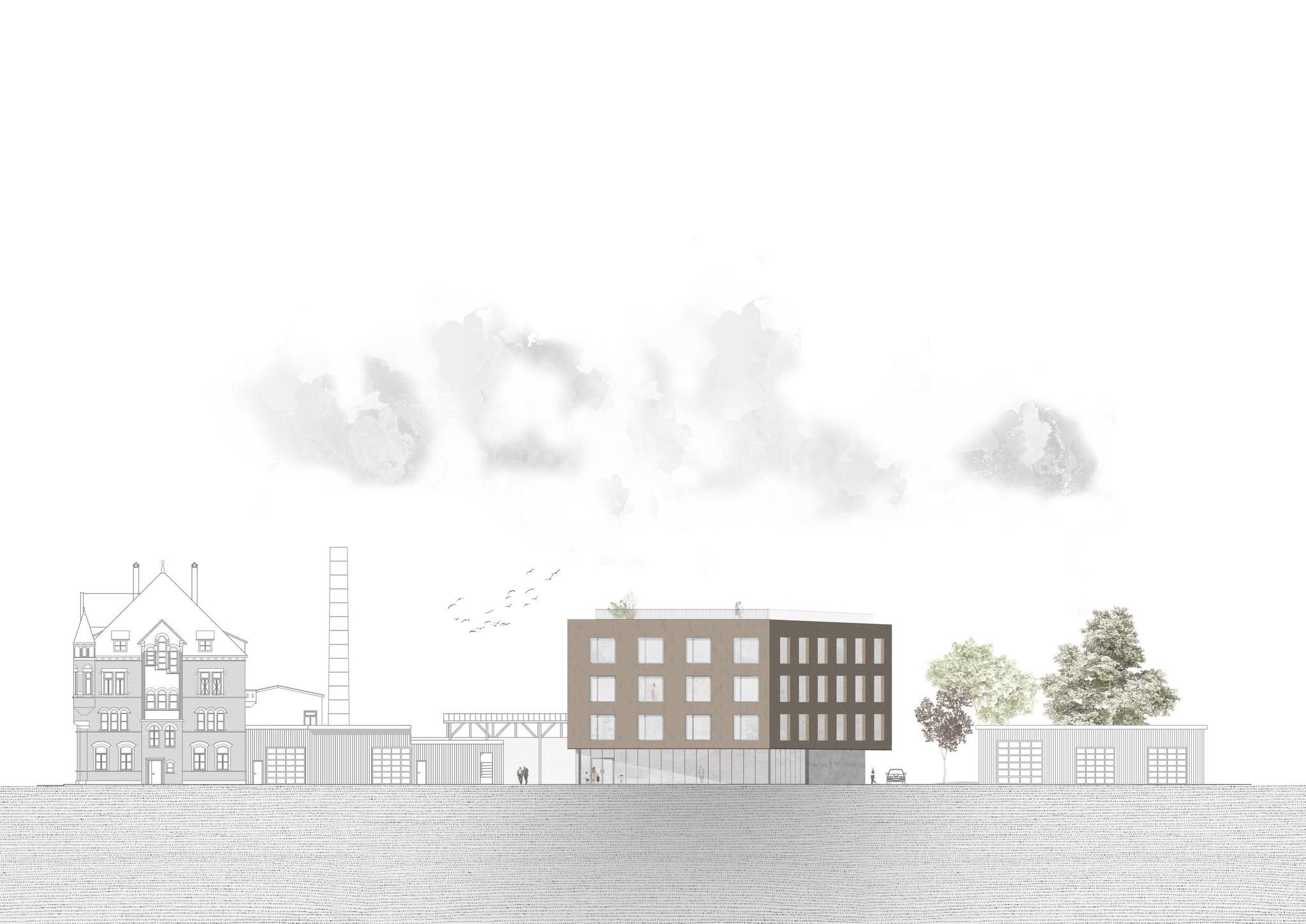 Dieser Neubau kommt auf den Hof der ehemaligen Parkettfabrik