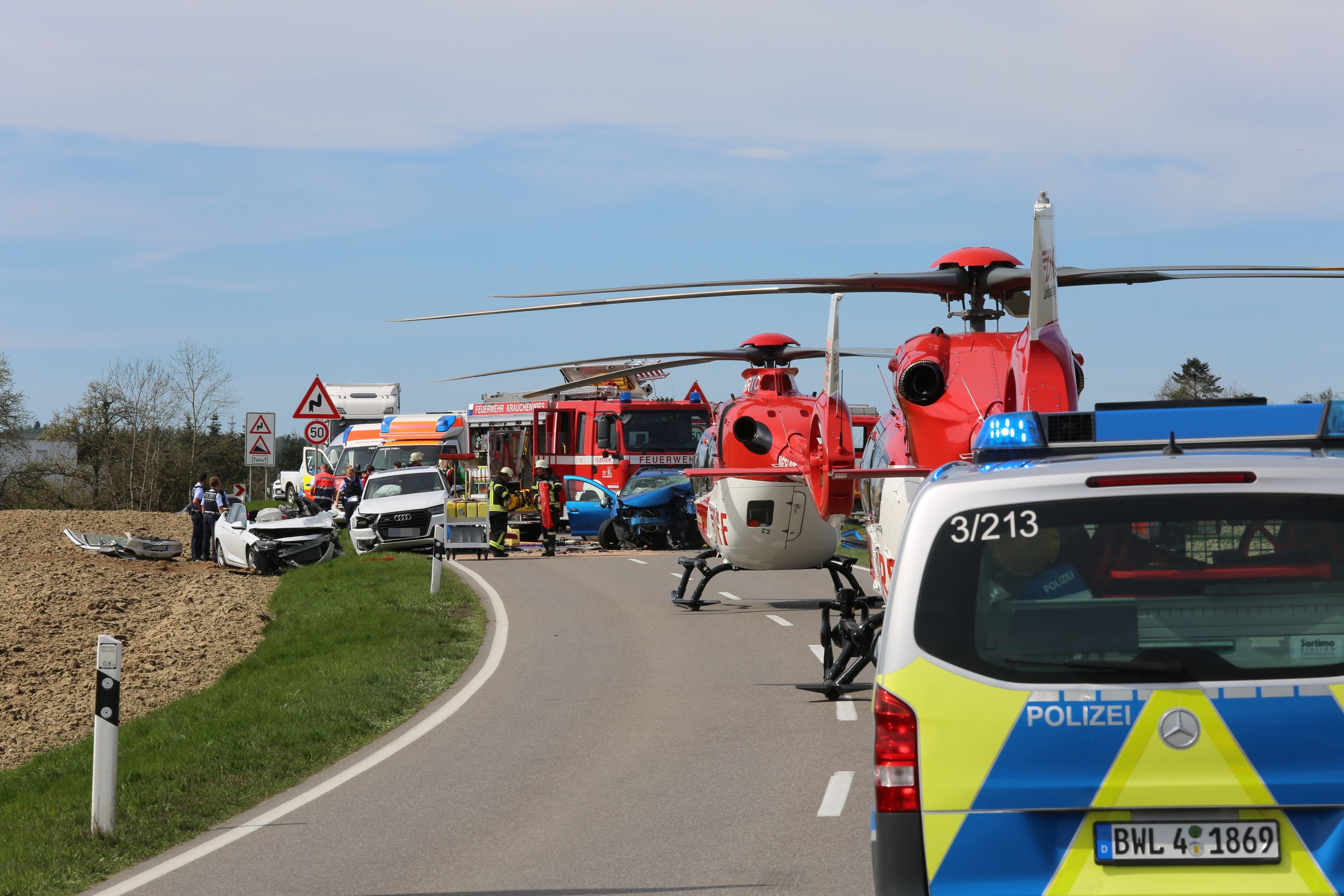 Schwerer Verkehrsunfall auf der B311 bei Krauchenwies